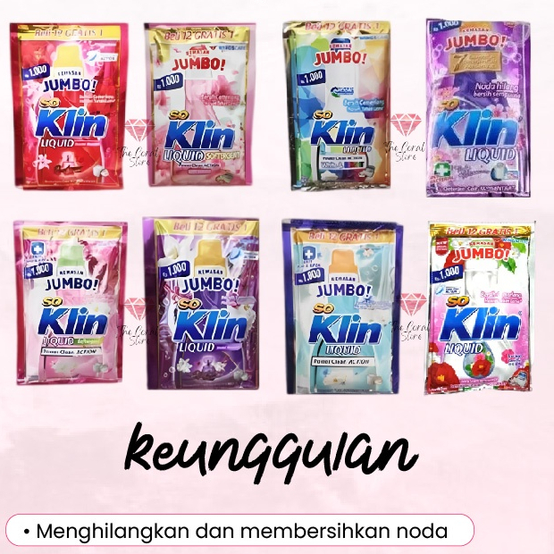 Jual So Klin Liquid Cair Sabun Cuci Jumbo | 1 Renceng Isi 15 Sachet ...