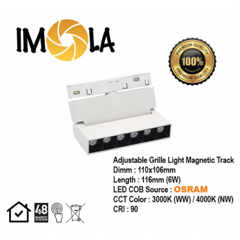 Jual Lampu Magnetic Track system Led 6 wat/Imola magetic system ...