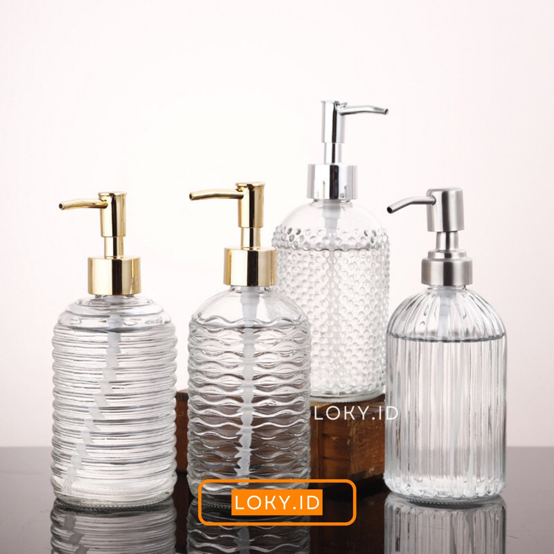 Jual 001 BOTOL SABUN CAIR POMPA KACA 450 ml DISPENSER SABUN SHAMPOO ...