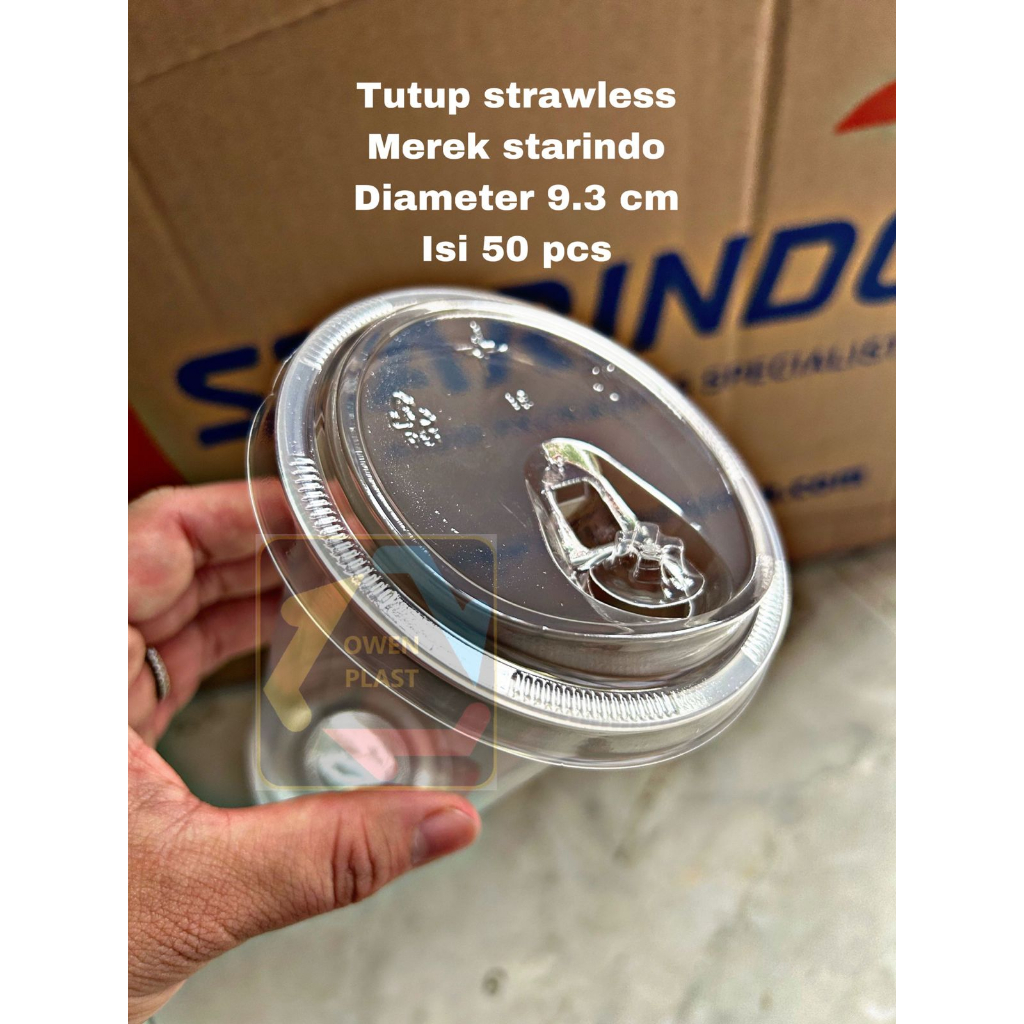 Jual TUTUP GELAS PLASTIK STRAWLESS STARINDO ISI 50 PCS DIAMETER BESAR ...