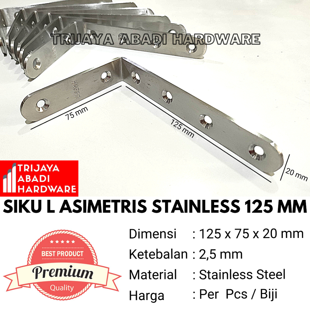 Jual Siku Stainless Steel Asimetris 125 mm - Braket Siku L | Shopee ...
