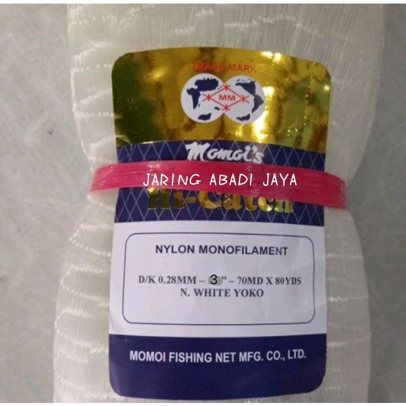 Jual JARING IKAN MOMOI 3 INCHI 0.28 70MD/80YDS YOKO PUKAT JALA IKAN ...