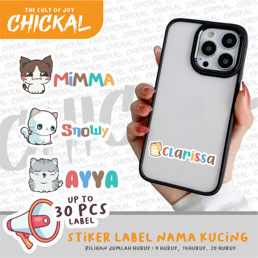 Jual stiker kucing label nama cutting waterproof aesthetic premium ...