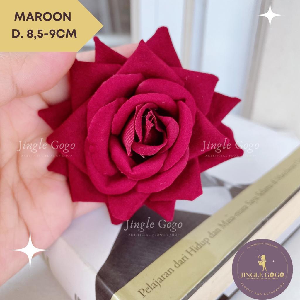 Jual Kepala Bunga Mawar Beludru Artificial Kuntum Rose Kelopak Satuan ...