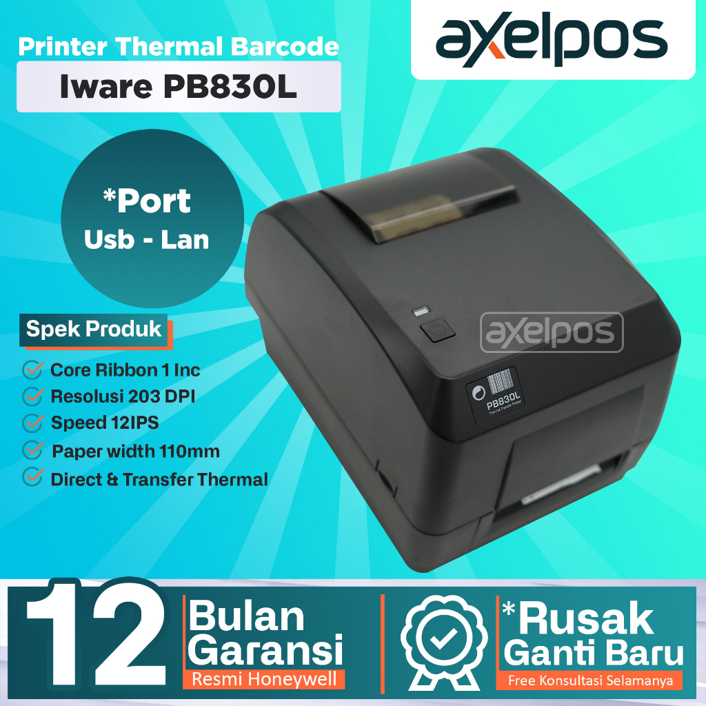 Jual Printer Thermal Barcode Label Pengiriman Iware PB830L Usb ...