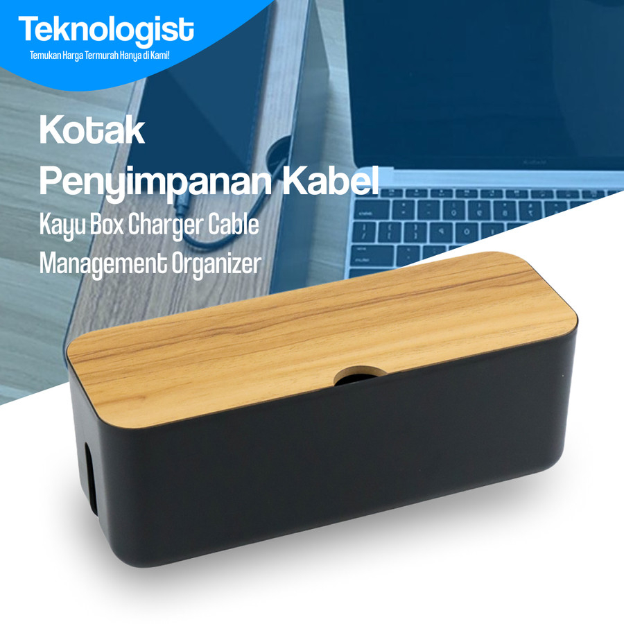 Jual Kotak Organizer Kabel Tempat Penyimpanan Kabel Charger Tutup Kayu ...