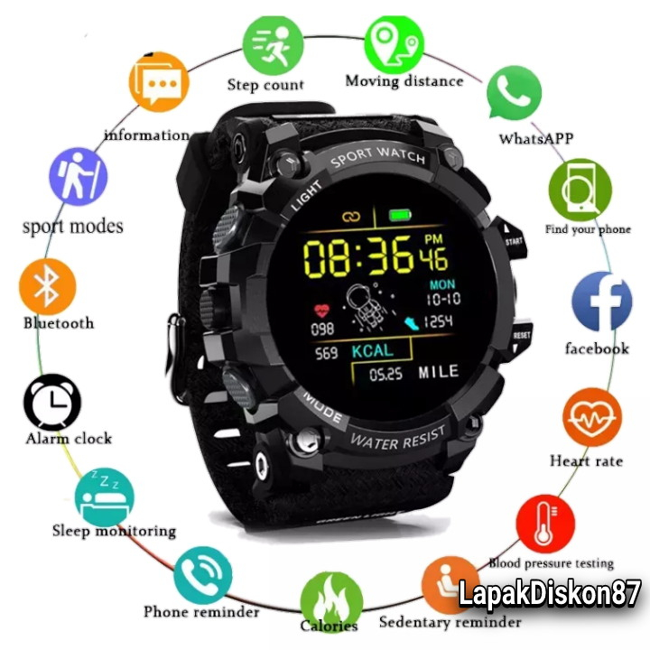 Jual Jam Tangan Hp Android Sport Smartwatch FD68 Plus Swart Watch Anti ...