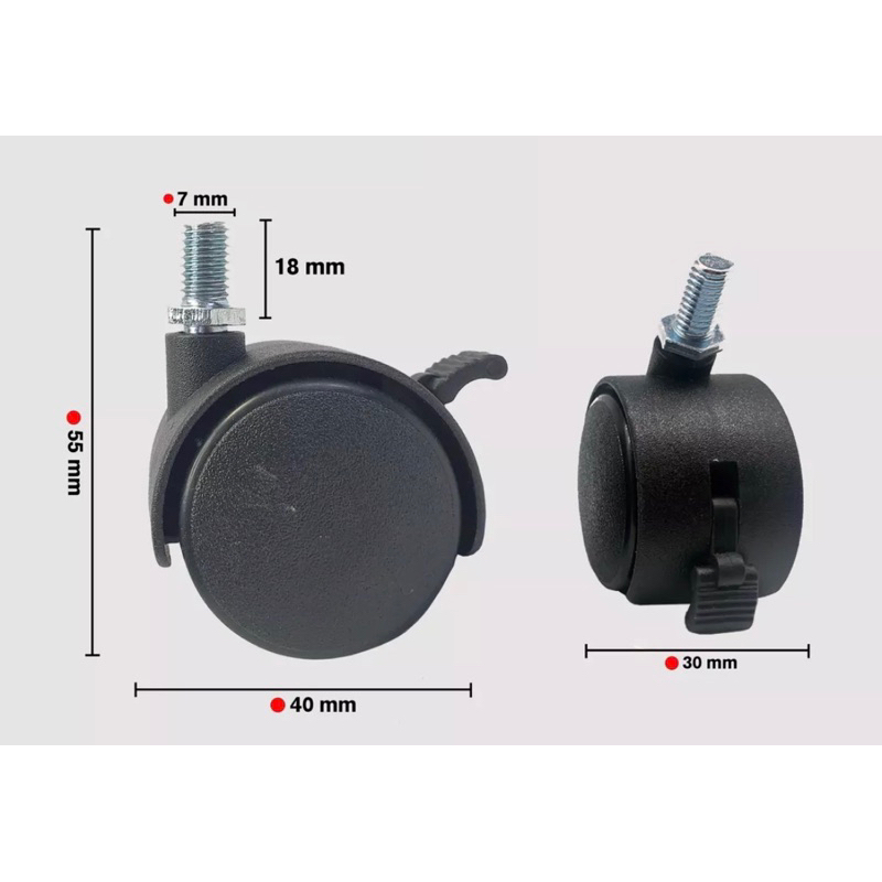 Jual Roda Castor Kastor Drat + Rem 1.5” Plastik Kursi Putar PER BUAH ...