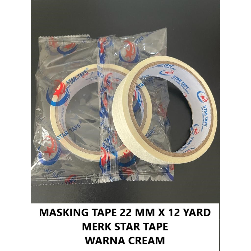 Jual Masking Tape 22 mm x 12 yard / lakban kertas /selotip kertas ...