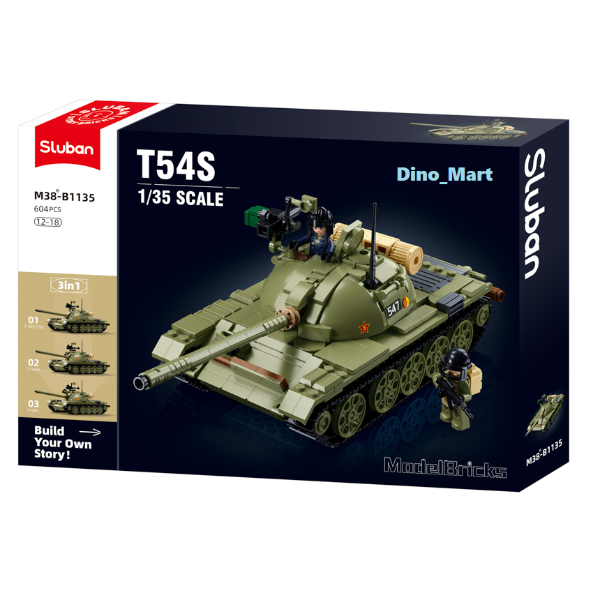 Jual Sluban Model Bricks Tank Tempur T54S Medium Tank 3 in 1 M38-B1135 ...