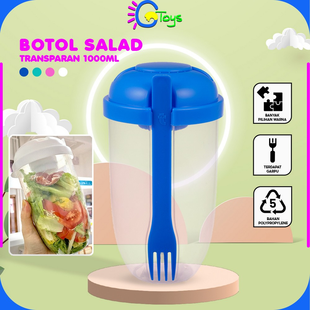 Jual CR-C863 Botol Salad 1000ML dengan Sendok Garpu + Botol Saus Kecil ...