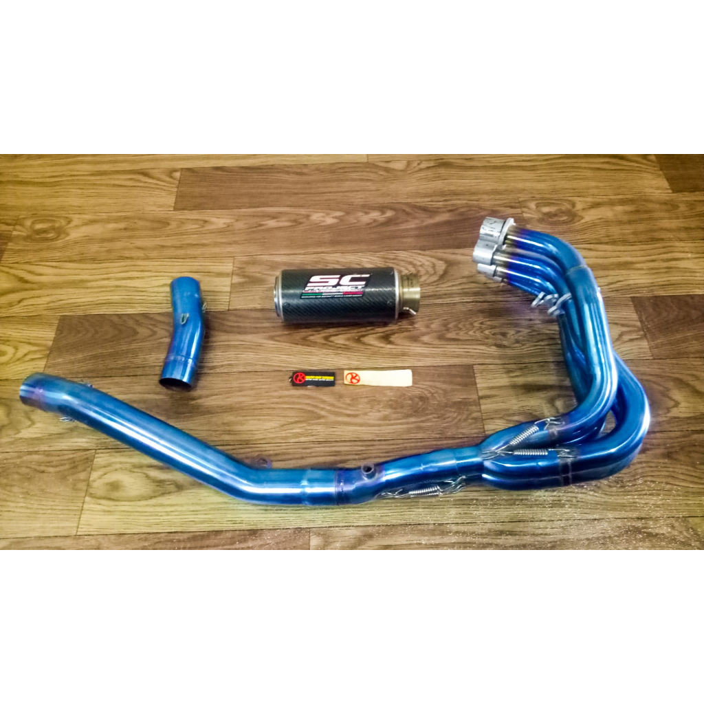 Jual Knalpot SC Project CR-T Karbon Full Sistem ZX25R Header Blue ...