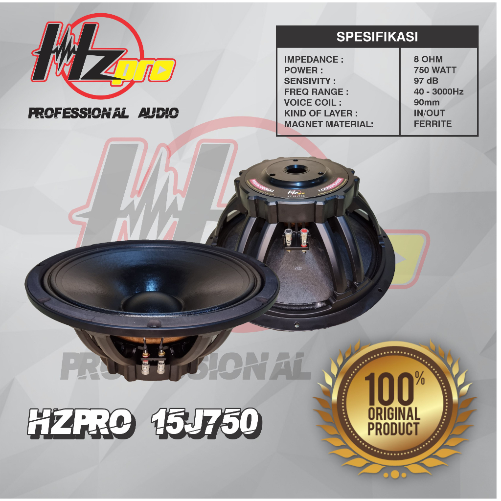 Jual SPEAKER KOMPONEN HZ PRO 15J750 ORIGINAL (15INCH) | Shopee Indonesia