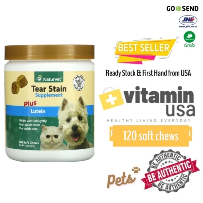 Jual NaturVet Tear Stain Supplement Plus Lutein For Dogs and Cats ...