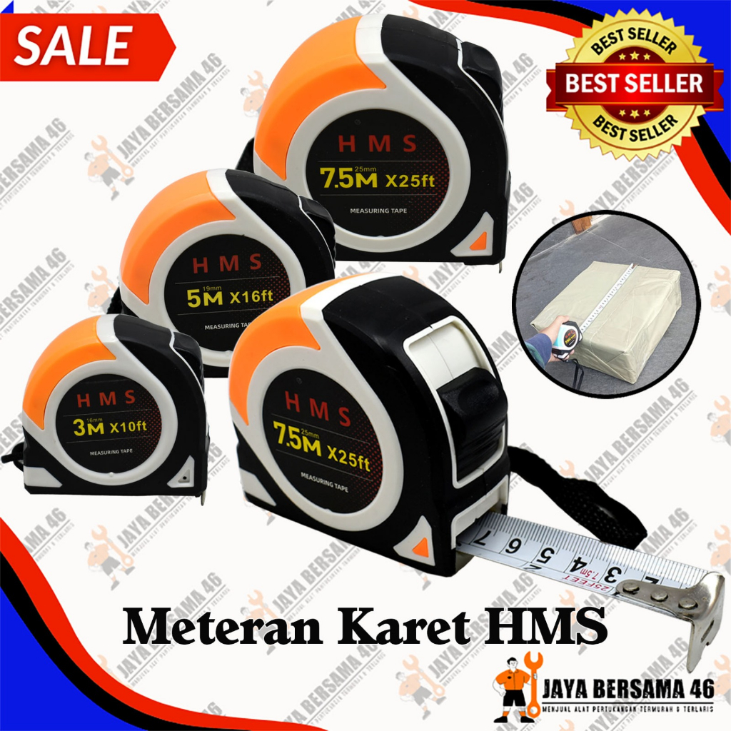 Jual METERAN KARET HMS / METERAN TUKANG BANGUNAN / METERAN GULUNG ...