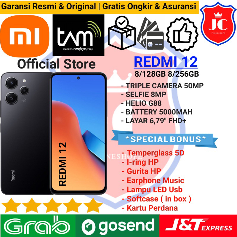 Jual XIAOMI REDMI 12 RAM 8/256GB 8/128GB GARANSI RESMI TAM XIAOMI ...