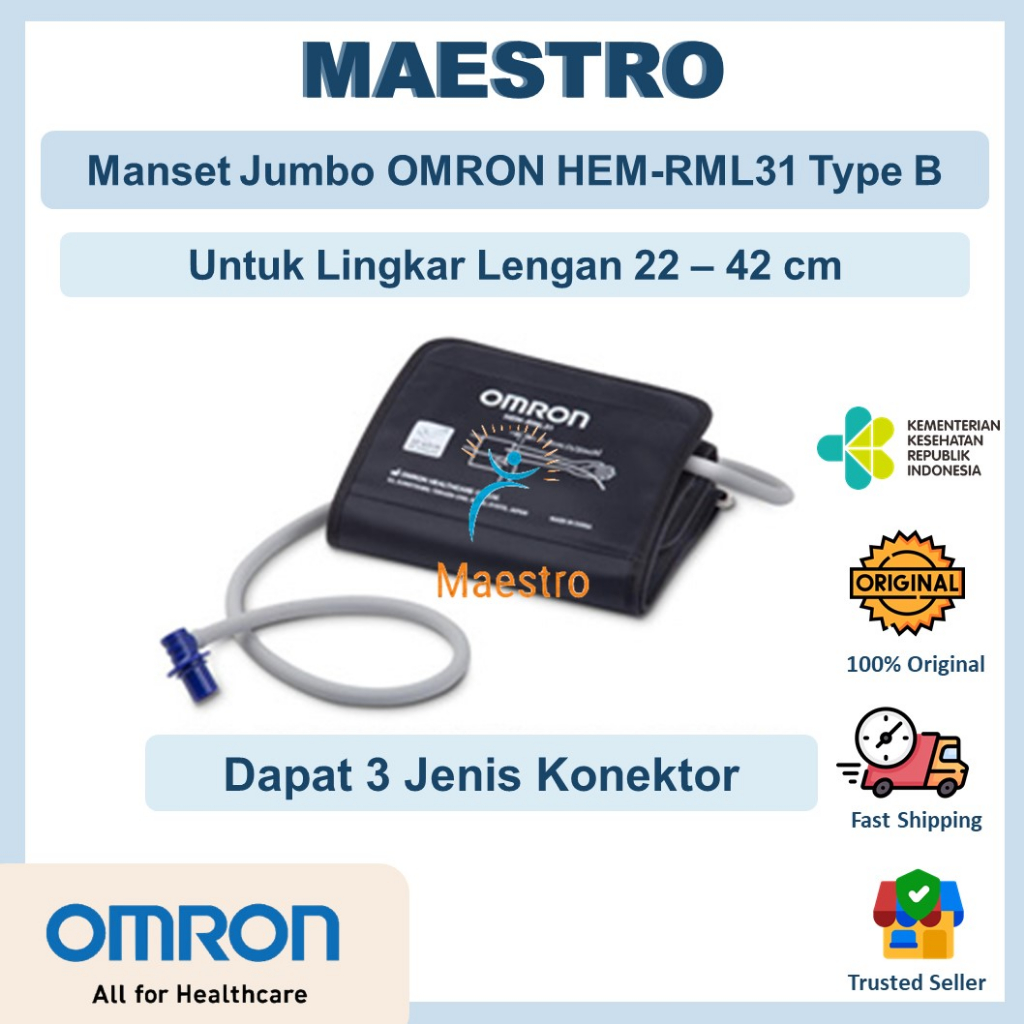 Jual Manset Jumbo Tensimeter OMRON HEM-RML31 Type B Large Ukuran Besar ...