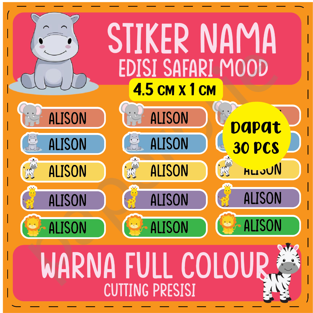 Jual Stiker label nama SAFARI MOOD anak Sticker buku anak sticker ...