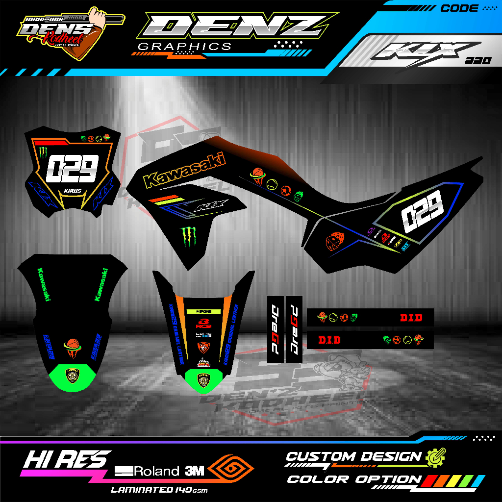 Jual DECAL STICKER KLX 230 FREE FULL COSTOM NO NAMA SPONSOR FULL BODY ...