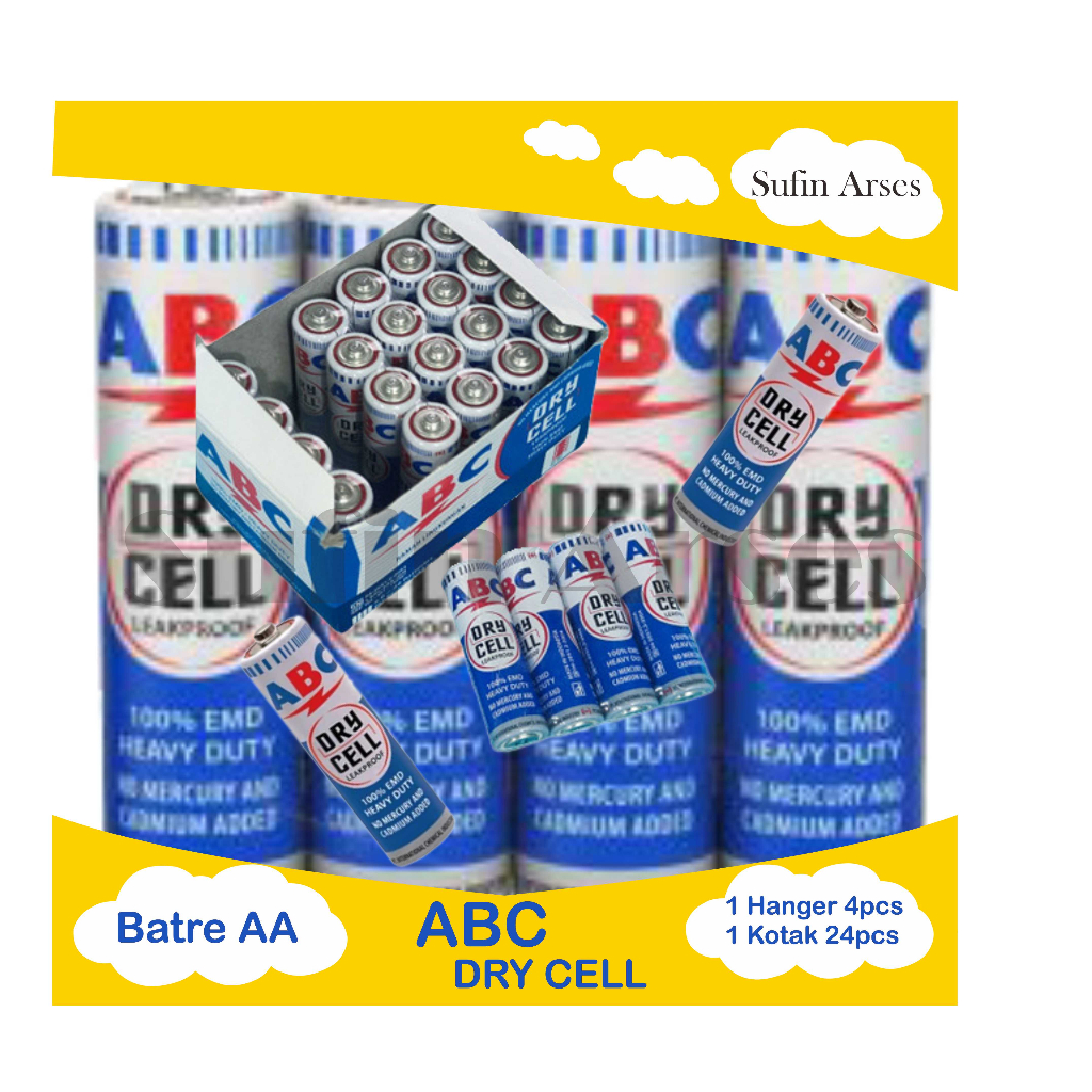 Jual Baterai Batu Batre ABC Biru Dry Cell AA A2 1.5V 4pcs | Shopee ...