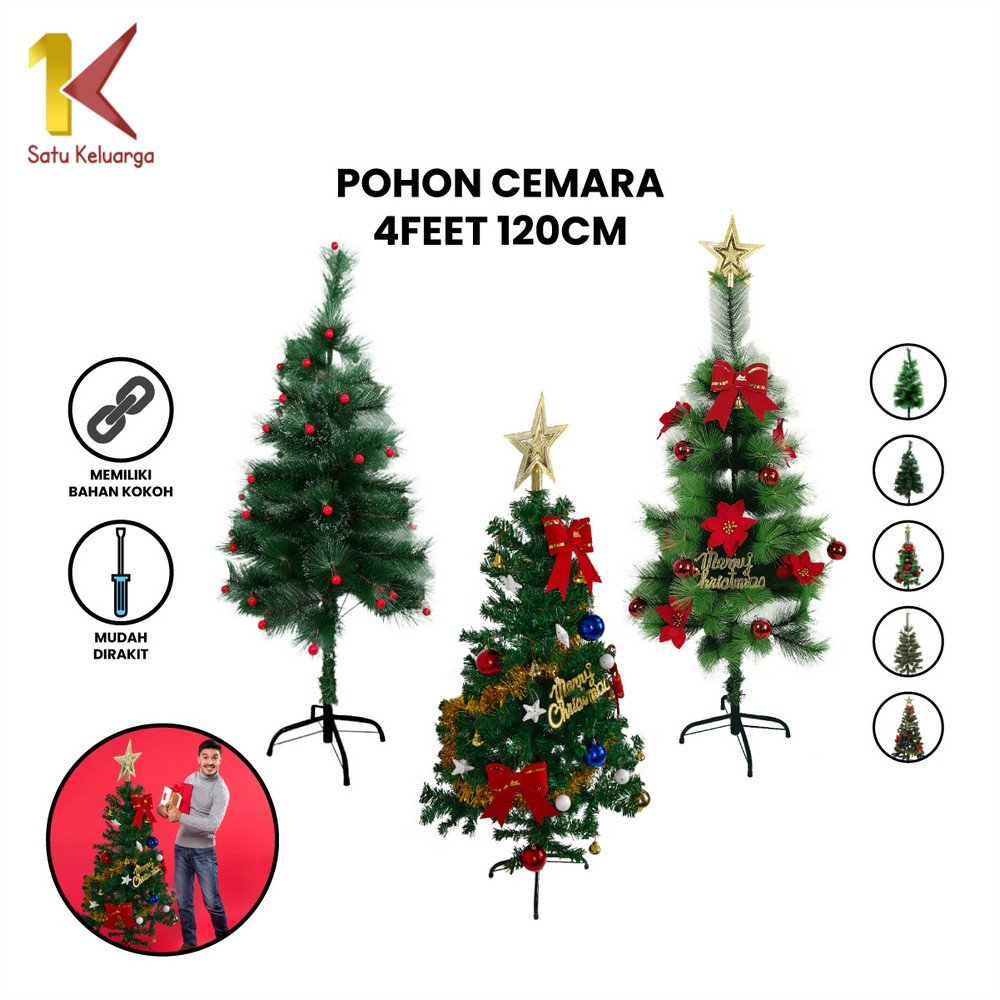 Jual Satu Keluarga Christmas Tree Ukuran 120CM 4 Kaki C208 Artificial ...