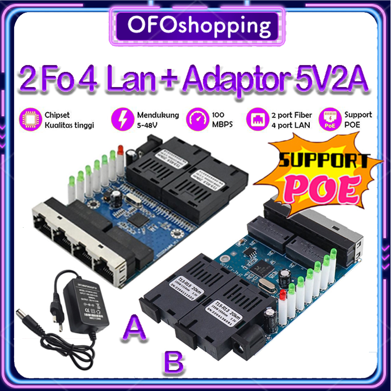 Jual [POE] Pcb Htb 2 Fo 4 Lan 10/100 Mpbs Media Converter 2 Fo 4 Lan ...