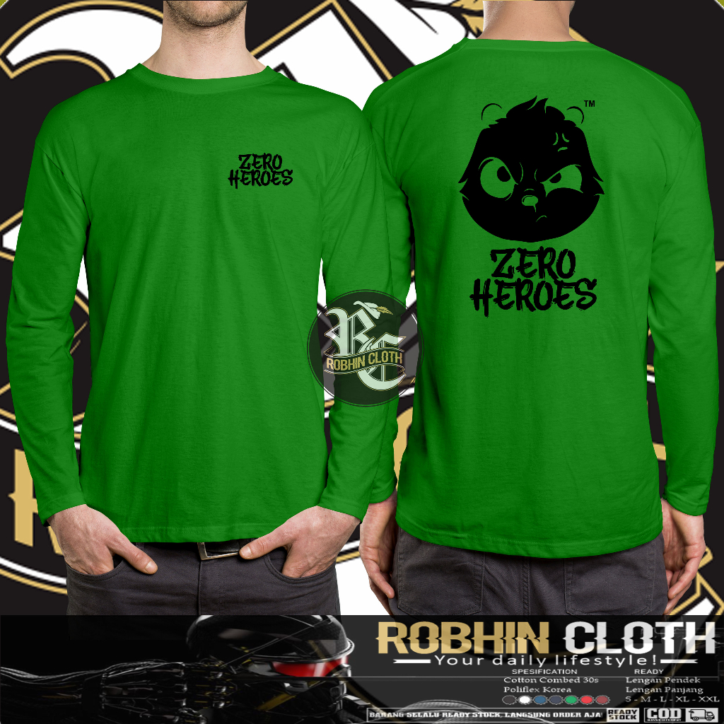 Jual Kaos Zero Heroes Maskot Logo Lengan panjang Baju Distro | Shopee Indonesia