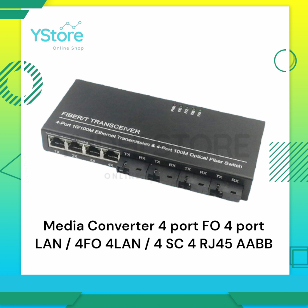 Jual Media Converter 4 port FO 4 port LAN / 4FO 4LAN / 4 SC 4 RJ45 AABB ...