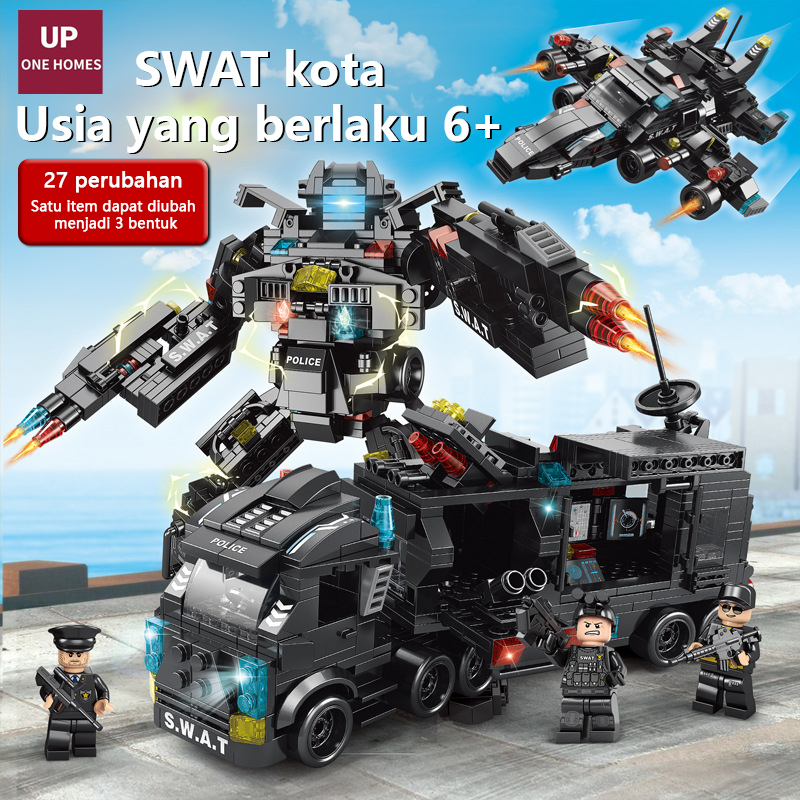Jual 580PCS Robot Polisi Mainan Brick Blok / Police Vehicle Hawk SWAT ...