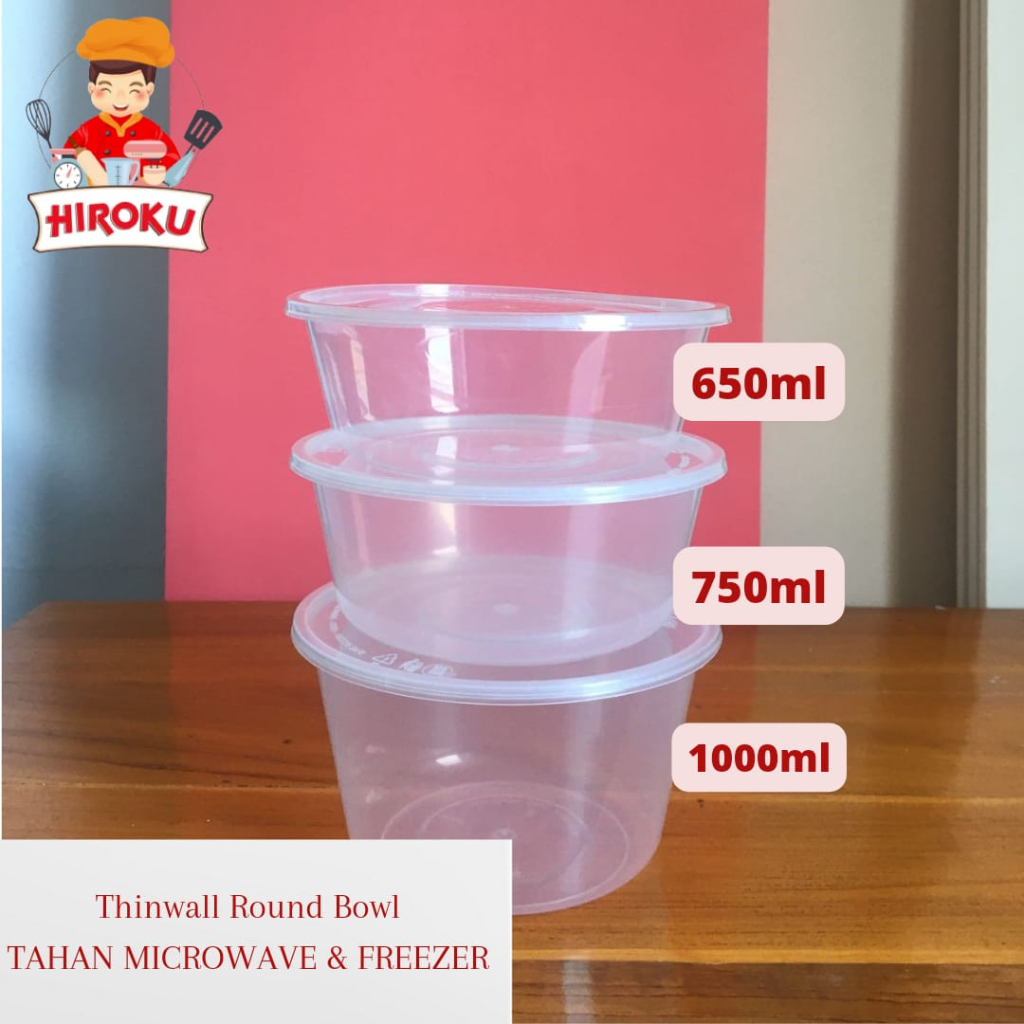 Jual Thinwall Bulat 650ml 750ml 1000ml Per Pack Mangkok RoundBowl Plastik Victory | Shopee Indonesia