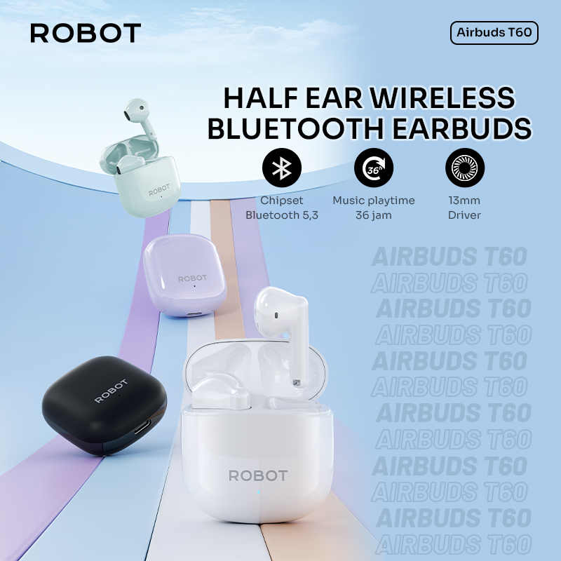 Jual Robot Wireless Earphone Airbuds T60 Original TWS Bluetooth BY MEGA ...