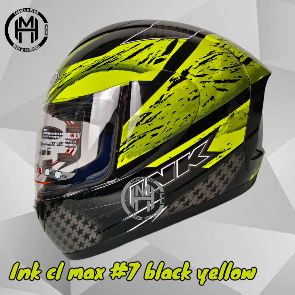 Jual HELM INK CL MAX #7 BLACK YELLOW|FULL FACE | Shopee Indonesia