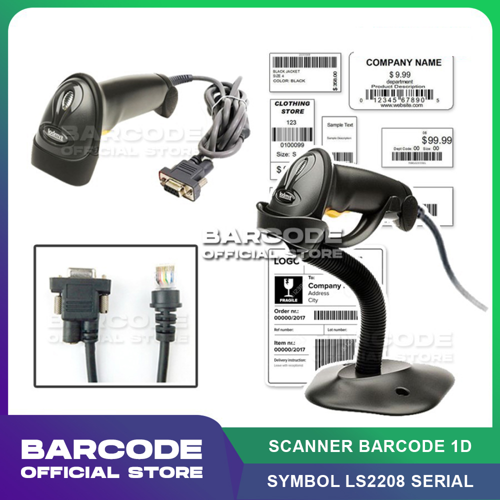 Jual 1D BARCODE SCANNER SYMBOL LS2208 Port Serial RS-232 + Stand ...