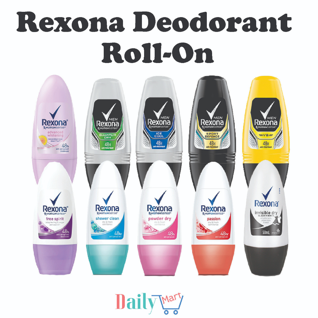 Jual Rexona Women Deodorant Roll On Invisible Dry Fresh Black + White Antiperspirant Free Spirit ...