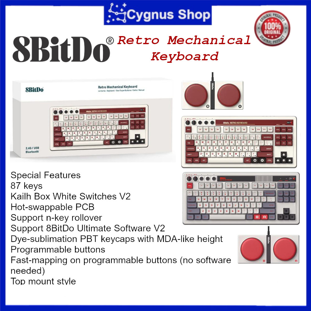 Jual 8Bitdo Retro Mechanical Keyboard Wireless Bluetooth Portable for ...