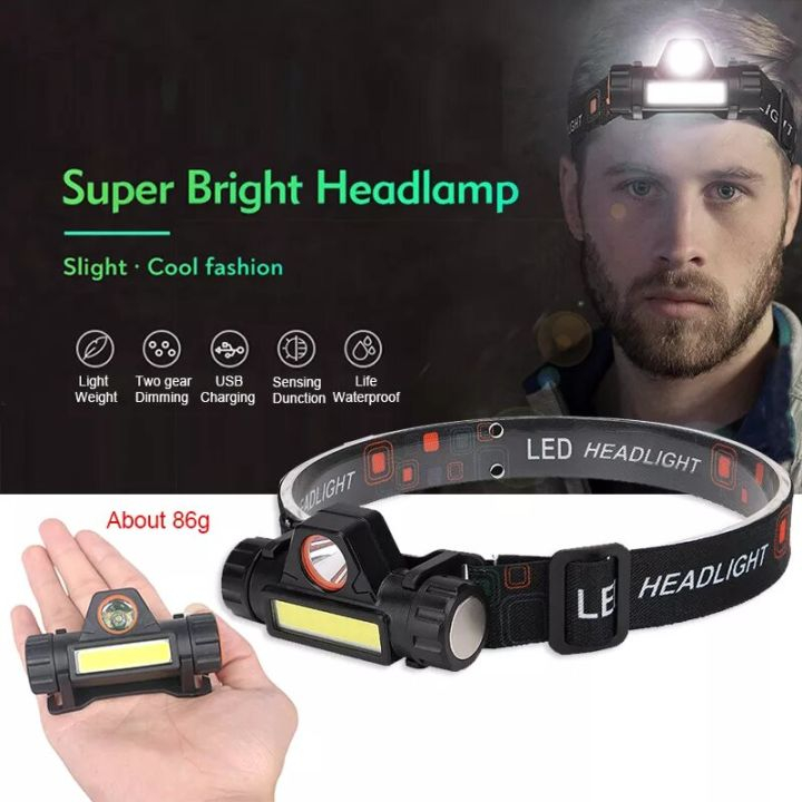 Jual Senter Kepala LED 2 Mode COB USB Rechargeable + Magnetic Headlamp ...