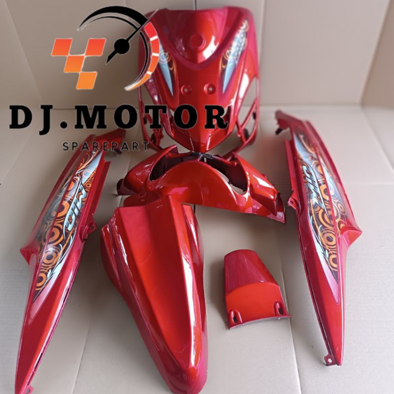 Jual cover full body halus yamaha mio smile merah maroon plus striping ...