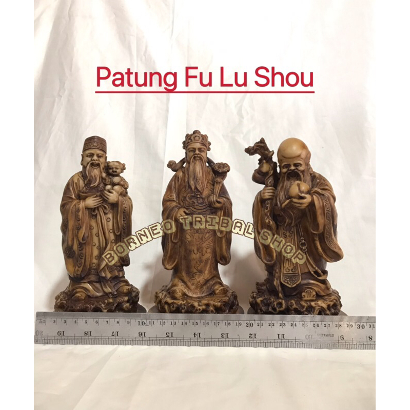 Jual Patung Fu Lu Shou,Fu Luk Siu Warna Kayu | Shopee Indonesia