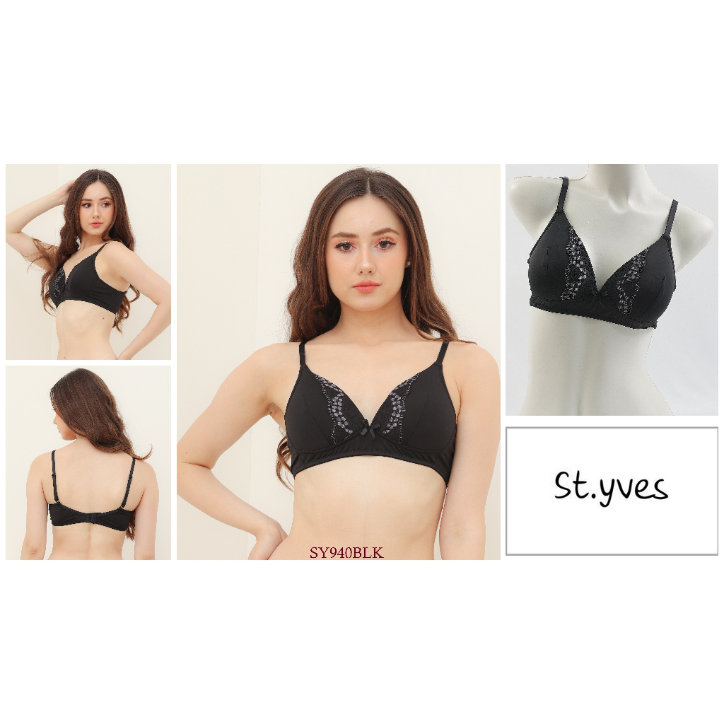 Jual Bra Wanita Tanpa Kawat Busa Tipis Full Cup ST YVES Pakaian Dalam / Underwear SY940BLK ...