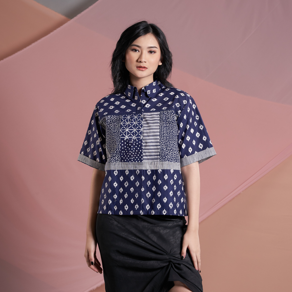 Jual NONA RARA - Misty Blue PART0035,Baju batik kasual wanita modern ...