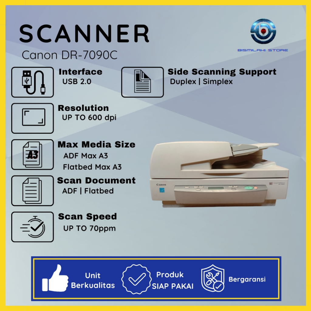 Jual Scanner A3 Canon DR-7090C Bisa Hingga Ukuran A3 Melalui Flatbed ...