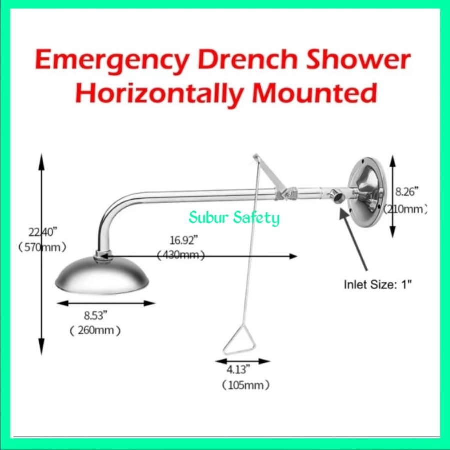 Jual Emergency Drench Shower Horizontally Mounted / Emergency Shower ...
