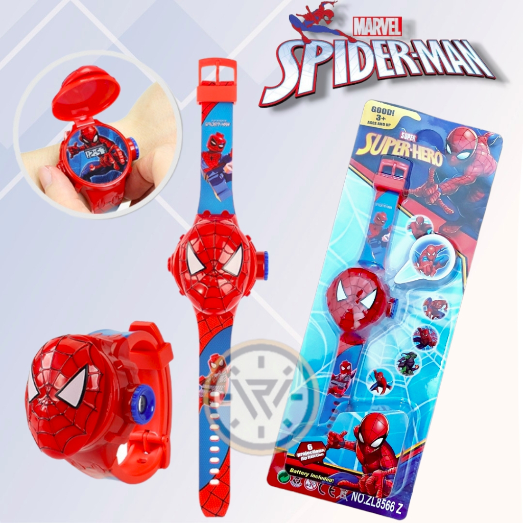 Jual Jam tangan anak laser proyektor kepala karakter spiderman 3D ...