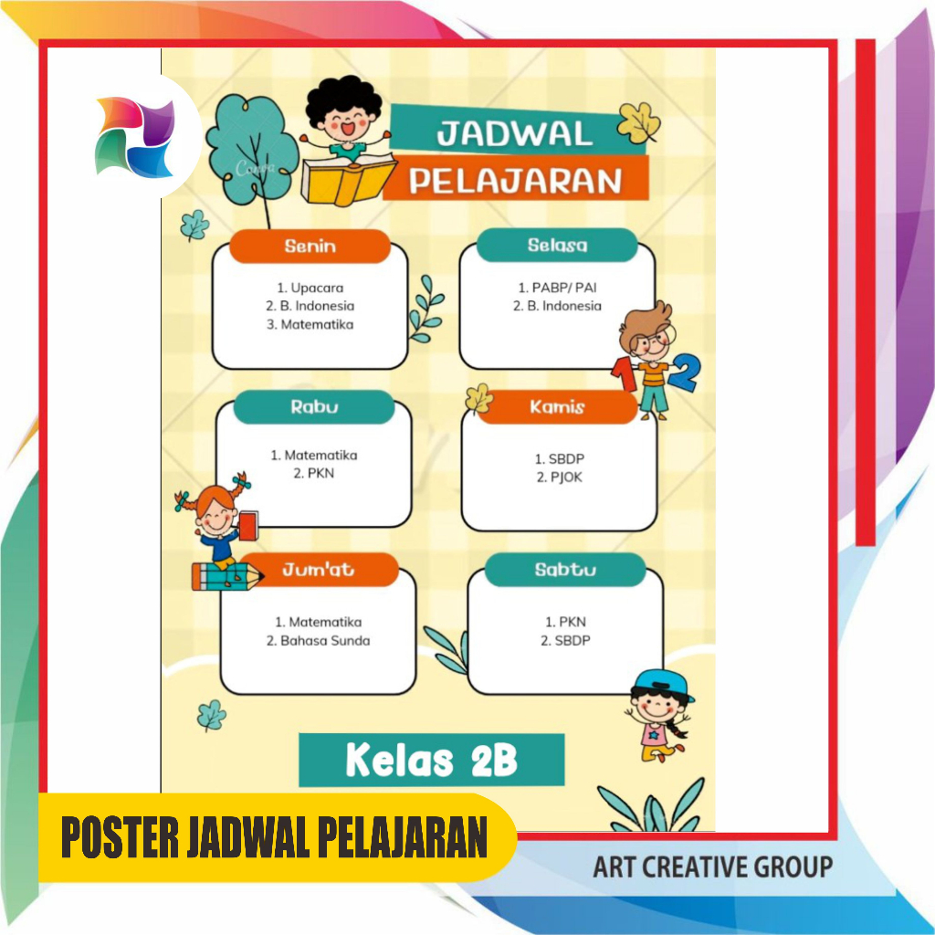 Jual Poster JADWAL PELAJARAN SEKOLAH SD/MI/TK/PAUD/SMP BISA COD ...