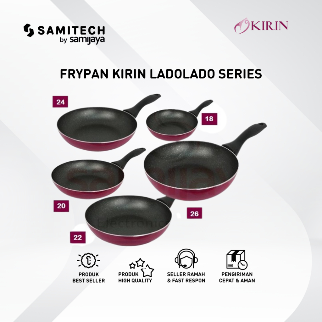 Jual FRYPAN - TEFLON - FRY PAN KIRIN LADOLADO 18CM 20CM 22CM 24CM 26CM ...