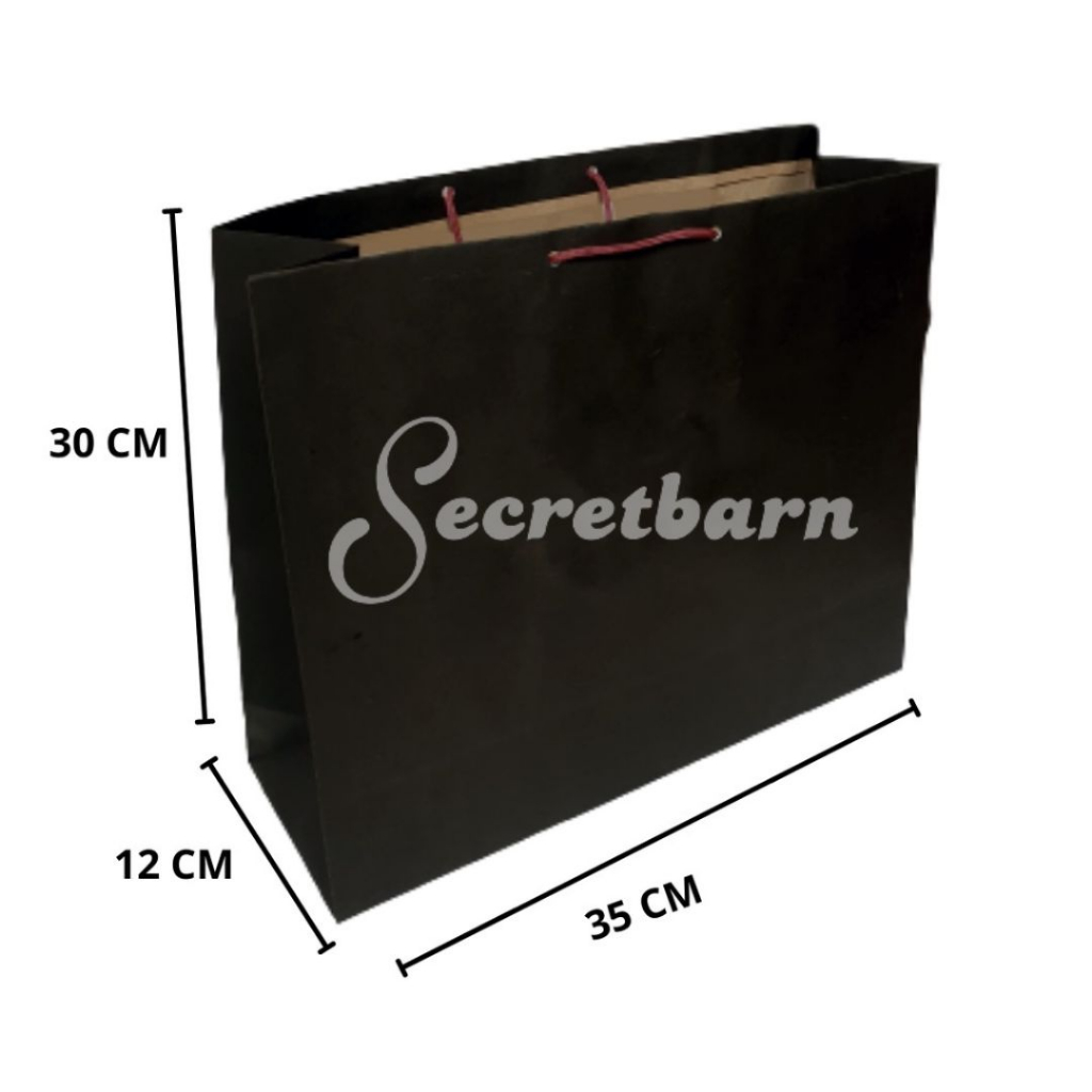 Jual paper bag HITAM ukuran 35 x 30 tas kertas polos paperbag samson kraft goodie bag souvenir ...