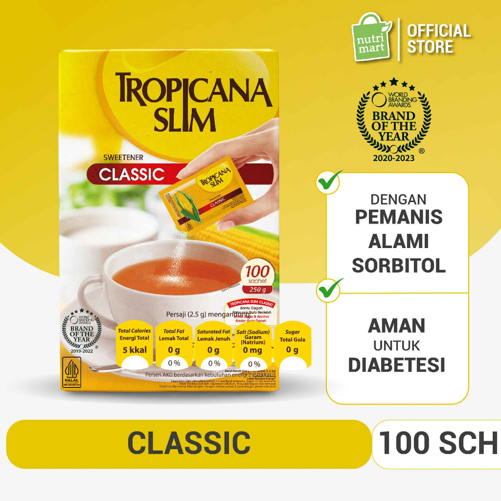 Jual Tropicana Slim Sweetener Classic 100 sachet - Pemanis untuk Bantu ...