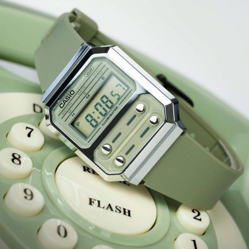 Jual JAM TANGAN UNISEX DIGITAL CASIO VINTAGE ORIGINAL A-100WEF-3A HIJAU ...