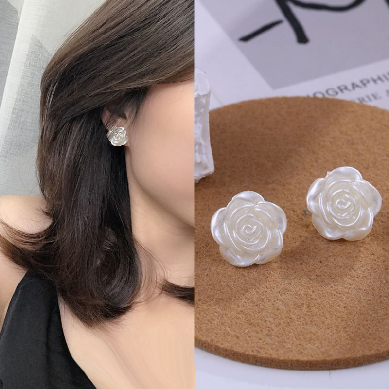 Jual Anting Jepit Anting Klip Bunga Rose Putih AT434 | Shopee Indonesia