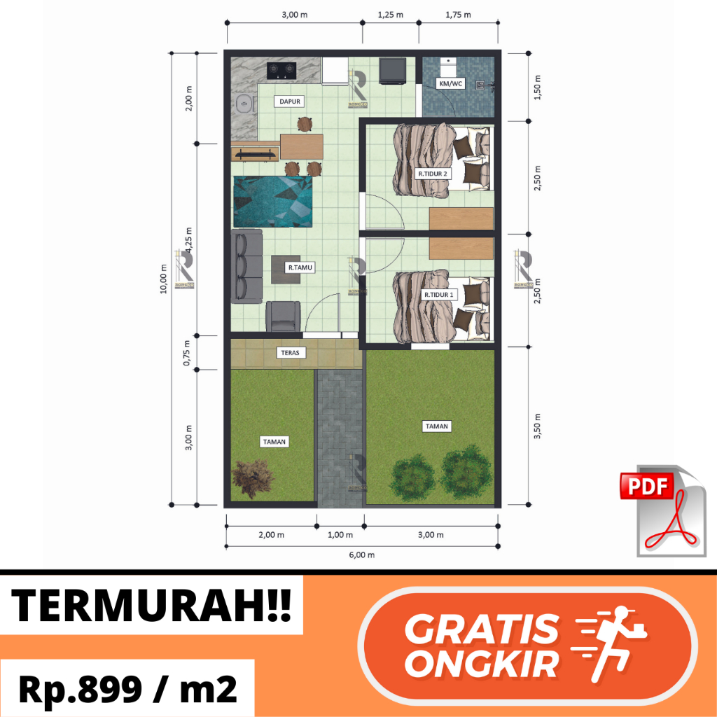 Jual Jasa Desain Arsitek Denah Rumah 2D Berwarna | Shopee Indonesia